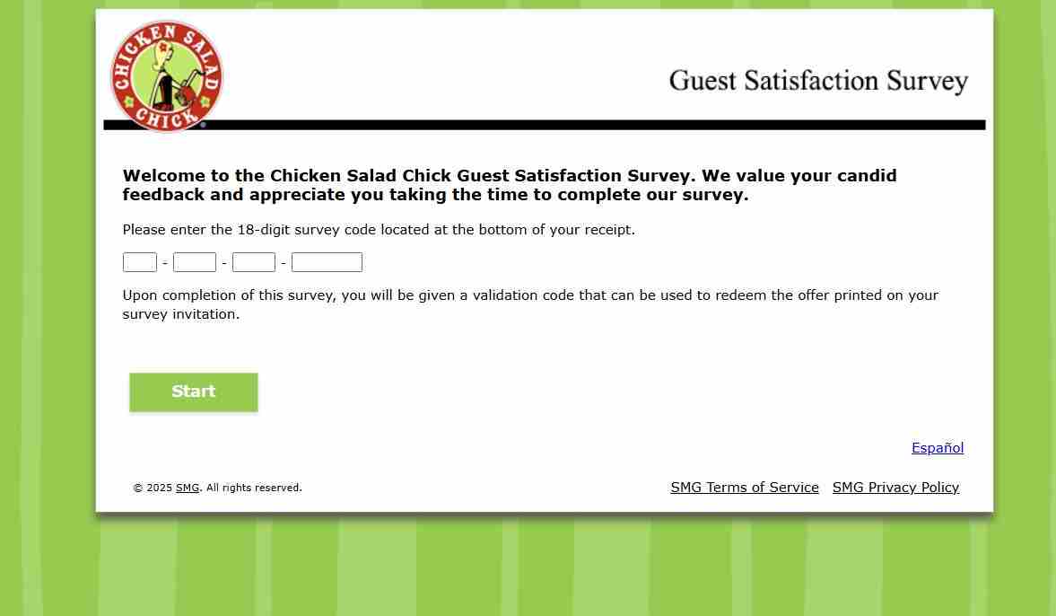 Chicken Salad Chick Survey at Chickensaladchick.smg.com